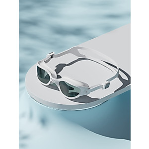 COPOZZ Women's Swim Goggles, Swimming Goggles Anti-fog No Leaking UV Protection for Adult Women - White