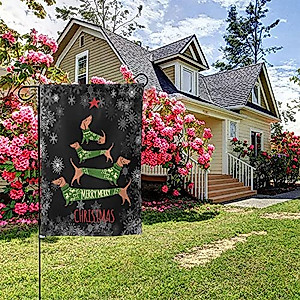 Christmas Garden Flag For Outdoor Christmas Decorations Dachshund Christmas Flag, Dachshund Christmas Garden Flag 12x18 Double Sided, Christmas Flag, Christmas Yard Flag, Merry Christmas Garden Flag For Party