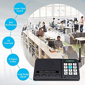 6 Pack Intercoms Wireless for Home - Long Range 1 Mile Wireless Intercom System 10 Channel 3 Code - GLCONN Room to Room Home Intercom System for Business House Office Gate Restaurant Elderly