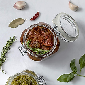 Bormioli Rocco - Food Storage Container - Glass Fido Jars - Hermetic Sealed Hinged Airtight Lid for Fermenting, With Paksh Chalkboard Labels 25 1/4 Ounce (.75 Liter)