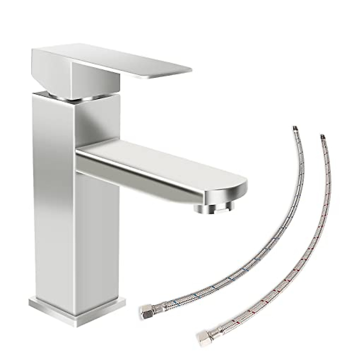Bathroom Sink Faucets Single Handle, Brushed Nickel Bathroom Sink Faucets for Sink 1 Hole