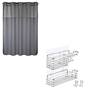 Lagute SnapHook Shower Curtain & 2-Pack Shower Caddy Bundle