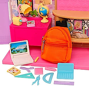 Joyfun 31 Pcs 11.5 inch Doll School Accessories 4 Doll Backpack Bag with Zipper with 4 Computers 7 Pcs Study Accessories 8 Pcs Stationery Sets 4 headsets for 11.5 inch Doll