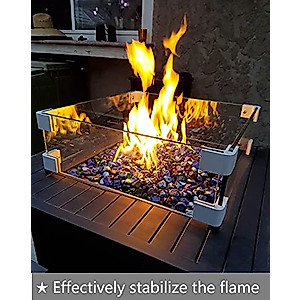 GasSaf Fire Pit Glass Wind Guard Square 17.5 x 17.5, Fire Pit Wind Guard for 12" Square Drop-in Fire Pit Burner Pan, Wind Guard for Fire Pit Table 28-32 Inch, Tempered Glass Firepit Table Shield