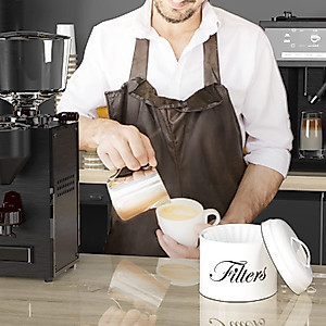 APOIMNA Coffee Filter Holder, Coffee Bar Accessories for Coffee Bar Station, Basket Round Coffee Filter Container Storage for Counter, Coffee bar Decor(White)