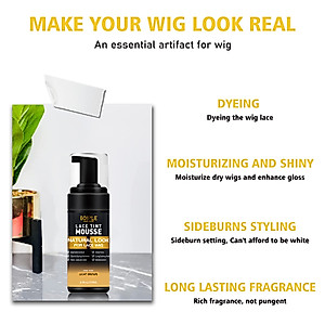 Lace Tint Melting Mousse for Women's Toupees, Hairpieces and Wigs - Natural Finishing Color, Wig Glue and Tool Set (Light Brown)