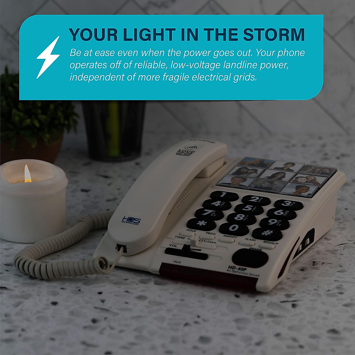 Amplified Big Button Landline Phone for Seniors – 26dB Home Phone with Photo Buttons – Telephones for Hearing Impaired & Simple Big Button Telephone Number for Seniors by Serene Innovations.