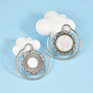 Pair Brass Puj Ju Solstice Hoops with Sythetic Opal Ear Weights Stretched Lobe Earrings Ear Expander for Women piercing Charming Body Jewelry