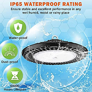 UFO LED High Bay Light 200W 30000lm 0-10V Dimmable UL Certified Driver 5000K IP65 Waterproof UL Approved 6' Cable with US Plug Alternative to 800W MH/HPS widely Used for Warehouse Workshop Factory