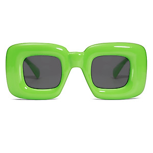 VANLINKER Cute Square Inflated Sunglasses for Women Men Trendy Chunky Glasses Retro Thick Frame Funny Mask Shades VL9733 Light Green