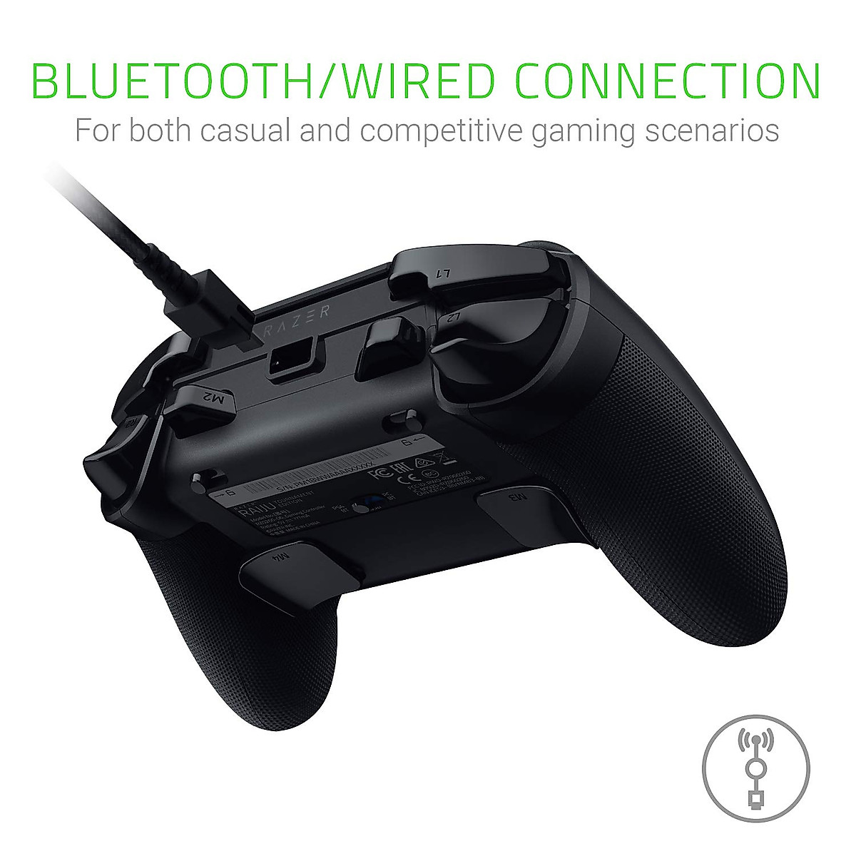 Razer RZ06-02610100-R3G1 Raiju Tournament Edition Wireless and Wired Gaming Controller with Mecha Tactile Action Buttons, Interchangeable Parts and Quick Control Panel, Black