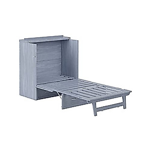 AFI Northfield Twin XL Size Murphy Bed Chest with Mattress, Storage, & Built-in Charger in Driftwood