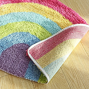 Habudda Rainbow Rug, Decor Doormat Bath Mat, Bathroom Classroom Bedroom Outdoor & Indoor Entrance Front Floor, Cute Shower Bathmat, Soft Non-Slip Carpet for Boy and Girl Kids, Pure Cotton, 32"× 20"