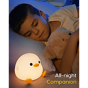 Amaredom DoDo Duck Night Light, Cute Duck Lamp, Silicone Dimmable Nursery Nightlight, Rechargeable LED Bedside Lamp with 20 Minutes Timer & Tap Control Baby Girls Women Bedrooms, Living Room