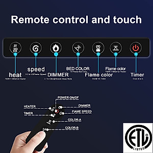 36" Inch Electric Fireplace in-Wall Recessed and Wall Mounted Fireplace,Linear Fireplace with Multicolor Flame,Ultra-Thin Fireplace Heater,Touch Control Panel,Timer,Remote Control, 750/1500W