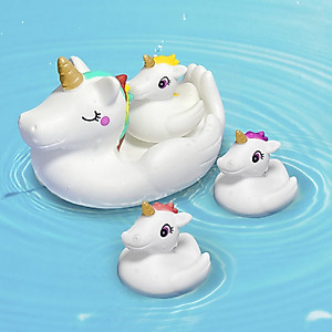 Baby Bath Toys,Cute Unicorn Bath Toys for Toddlers 1-3,Squirt Bathtub Toys for Boys Girls,Rubber Floating Shower Toys Gifts 4pcs Set