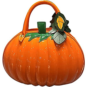 QZUnique Pumpkin Shoulder Bag 3D Glossy PU Purses Halloween Novelty Crossbody Bag holiday Party Gift Candy Bag