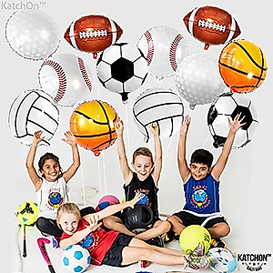 Big 12 Pieces, Mylar Sports Balloons - 18 Inch | Sports Themed Birthday Party Supplies | Soccer Baseball Golf Football Basketball Balloons | Sports Balloon Arch for Sports Birthday Party Decorations