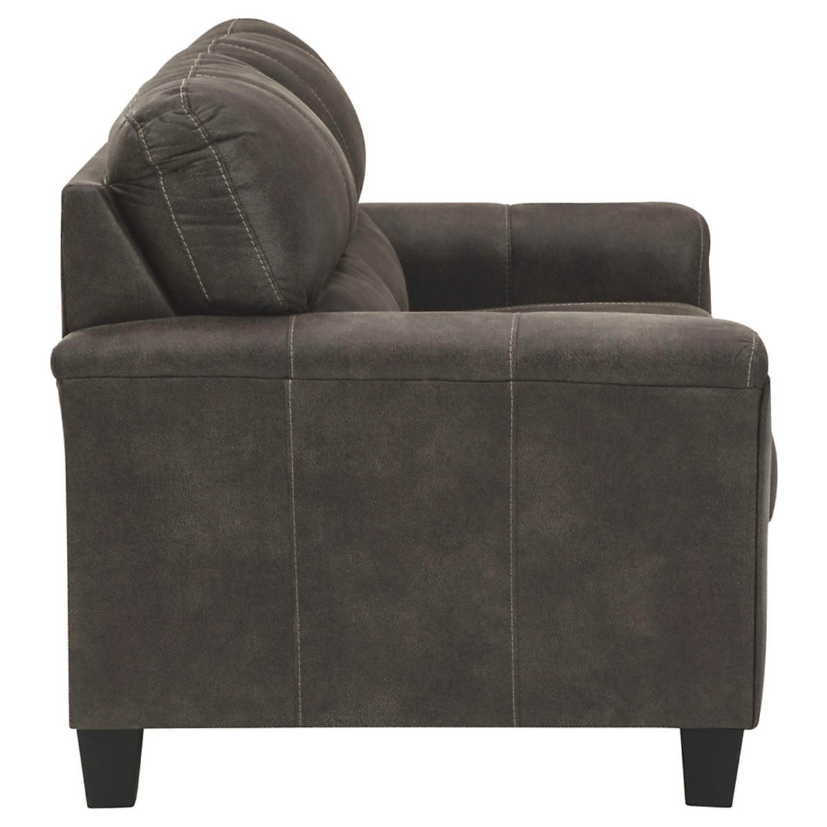 Signature Design by Ashley Navi Faux Leather Modern Loveseat, Gray