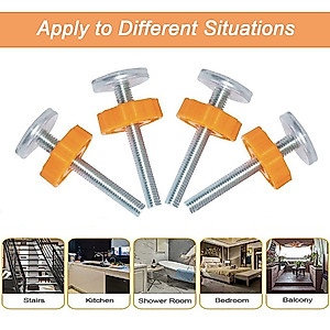 Bestgle 4 Pcs M10 Pressure Mounted Baby Gates Threaded Spindle Rods, 10MM Walk Thru Gates Accessory Screw Bolts Kit, Fit for Pressure Walk Through Baby Safty Gates