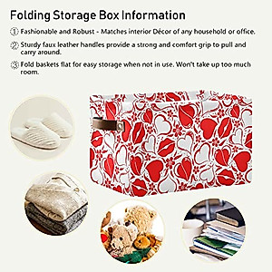 Foldable Storage Basket, Cube Organizer Bins Valentines Day Cube Bag Dual Handles for Closet Shelf