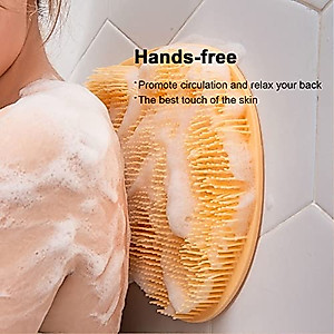 Hfpengzan Shower Foot & Back Scrubber, Wall Mounted Massage Pad, Silicone Bath Massage Cushion Brush with Suction Cups for Body Scrubber Improve Foot Circulation & Soothes Tired Feet (Orange)