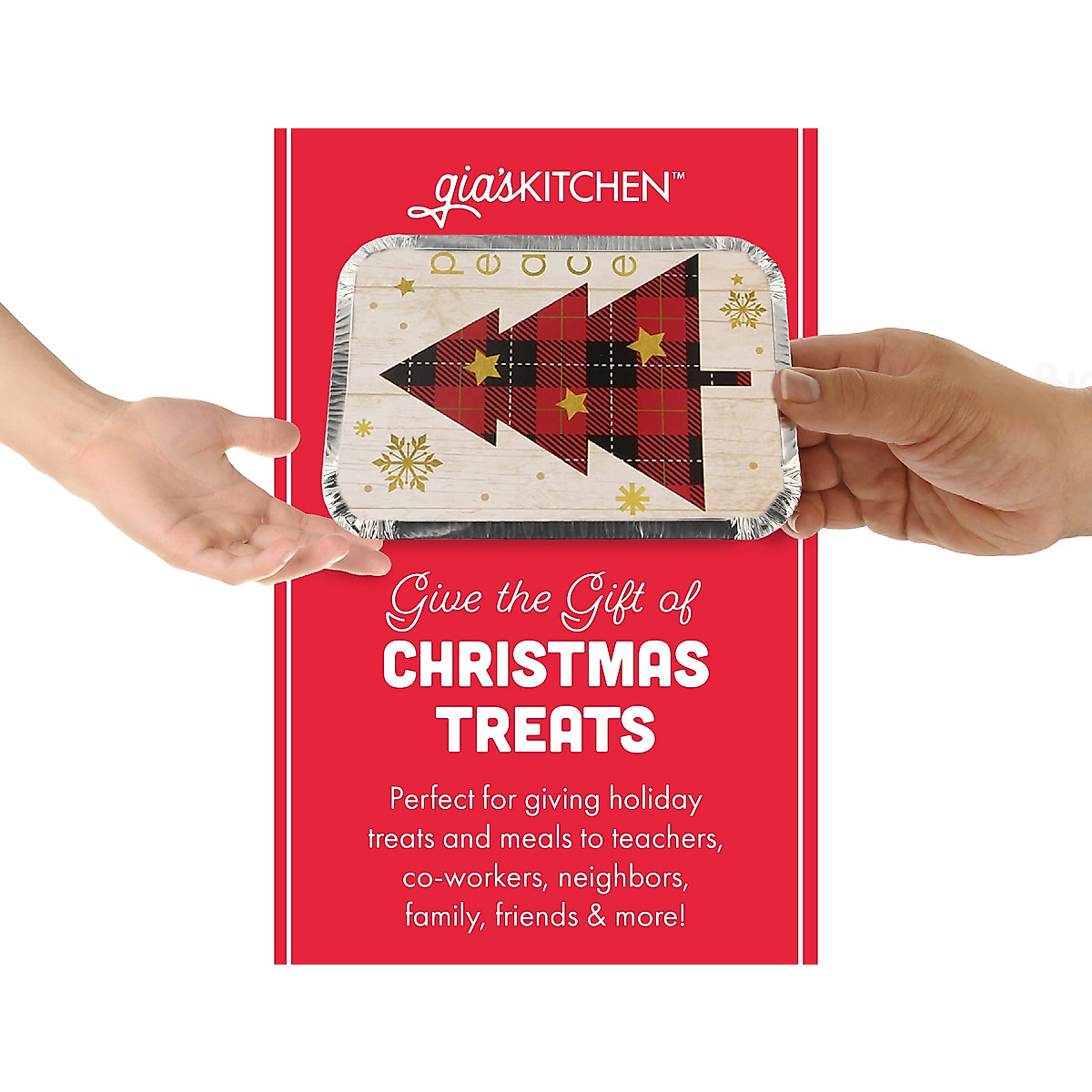 Gia's Kitchen Aluminum Pans with Lids, Set of 12 Christmas Tins - Heavy Duty Foil Pans with Lids, Ideal for Leftovers, Holiday Cookie Gifts - Assorted Traditional Foil, Rectangular (24 Piece Set)