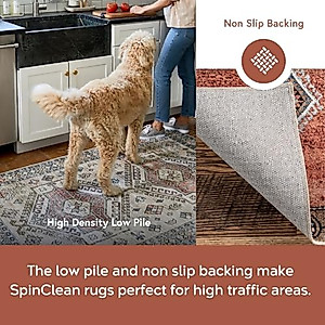 nuLOOM 2' x 3' SpinClean Machine Washable Stain-Resistant Area Rug with Non Slip Backing, Low Profile for Living Room, Bedroom, and Dining Room, Jacquie Peach