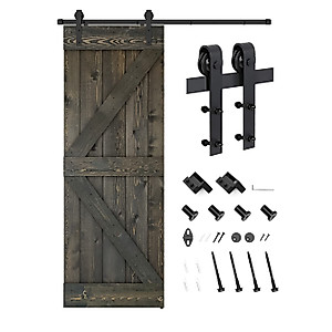 Sliding Barn Door 30 in x 84 in, Made-in-USA, Customizable Solid Wood Barn Door Included 5.25ft Hardware Kit and Pull Handle, Easy Assembly Dark Walnut, British K Series