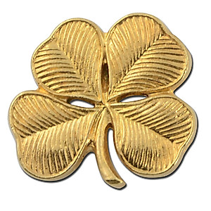 Four Leaf Clover Shamrock Lapel Pin – Lucky Gold Pin for Saint Patrick's Day – Irish Brooch for Hats, Jackets, and Backpacks by StockPins – Made in USA