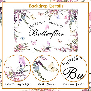 Wonmelody Butterfly Bridal Shower Backdrop Banner 7 * 5ft Lifetime of Butterflies Backdrop Butterfly Bride Shower Decorations Butterfly Floral Bridal Shower Banner for Bachelorette Wedding Engagement