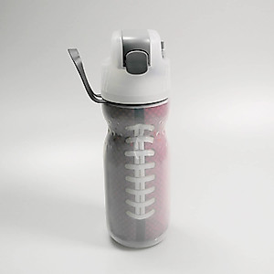 efiLneerG Boys Sports Water Bottle for School Kids Keep Cold Insulated Waterbottle 16 oz BPA Free Leak Proof Cool Cute Plastic Rugby Football Water Bottles with Straw Lid and Handle