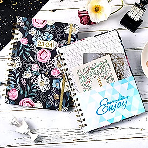 Planner 2023-2024 - Academic Planner/Calendar 2023-2024 from Jul.2023 - Jun.2024, 2023-2024 Planner Weekly and Monthly with Tabs, 6.3" x 8.4", Hardcover + Back Pocket + Twin-Wire Binding, Daily Organizer - Petunia