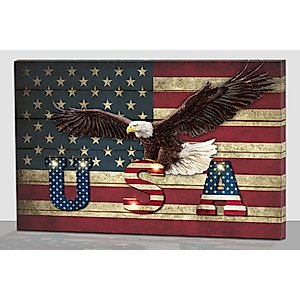 alottagifts American Flag USA Eagle LED Canvas Wall Art Print (12'' x 16'', Living Room Decor, Art Deco, Modern Artwork)