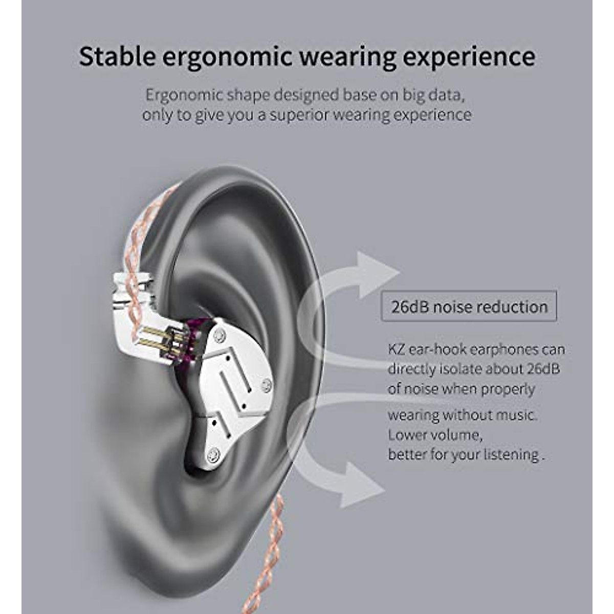 KZ ZSN Earphone in Ears Monitor with 1BA and 1DD, KZ High Fidelity in Ear Headphone Earbuds with 0.75mm 2 pin Cable, 1 Dynamic and 1 Balanced Armature Driver KZ Headphone (Black, NO Mic)