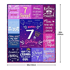 AISDE 7 Year Old Girl Birthday Gifts Blanket 60"X50", Birthday Gifts for 7 Year Old Girls, Best Presents for 7 Year Old Girls, 7 Year Old Gifts Ideas, 7th Birthday Decorations for Girls Blankets