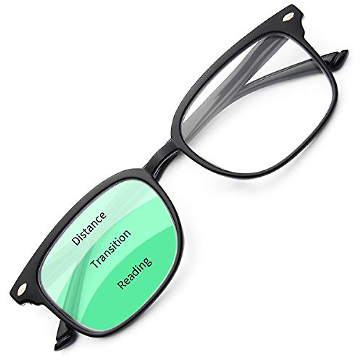 Gaoye Progressive Multifocal Reading Glasses Blue Light Blocking for Women Men,No Line Multifocus Readers with Spring Hinge (Light Black, 100)