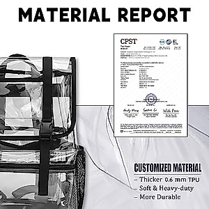 AUOBAG Clear Backpack Heavy Duty,Transparent Backpacks Stadium Approved,Free Personalized Stickers (Black-01)