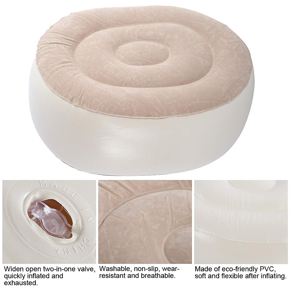 Inflatable Foot Stool PVC Air Inflatable Stool Ottoman Chair for Dorm or Outdoor Camping or Sports