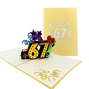 ALPHAK Happy 67th Birthday 3D Pop Up Card, Birthday 3D Greeting Card, 67th Birthday Gifts