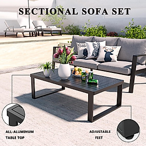 knocetx Aluminum Patio Furniture Set, 4 Pieces Modern Patio Conversation Sets Outdoor Patio Furniture Set with 5.5 Inch Cushions for Patio, Balcony, Backyard, Poolside, Deck,Gray