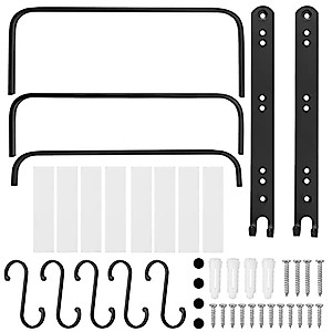 3 Tier Towel Bars, JiGiU Triple Towel Hanger Rack Aluminum Towel Holder with 5 Hooks, 3-Tier Ladder Adhesive Towel Rack Storage Organizer Wall Mounted Space Saving for Bathroom Kitchen Hotel,Black