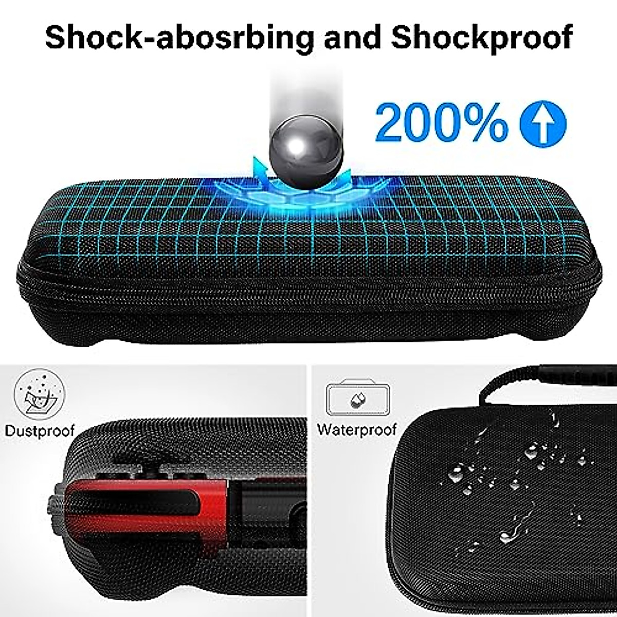 Jxtarar Switch Carrying Case Compatible with Nintendo Switch/Switch OLED, with 20 Games Cartridges Protective Hard Shell Travel Carrying Case Pouch for Console & Accessories, Black