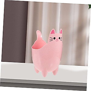 MAGICLULU Cat Shaped Trash Can Plastic Waste Basket Countertop Trash Can Mini Baskets Desk Trash Can Mini Plastic Baskets Rv Trash Can Garbage Can Kawaii Cat Trash Can Pink Cat Trash Bin