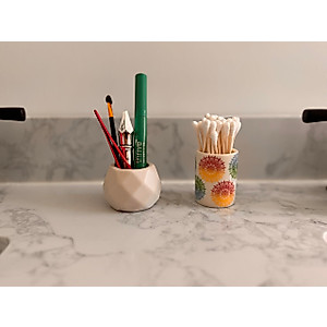Home Haven Qtip Holder - Boho Mandelas Design - Q Tip Holder for Bathroom, Floss Pick Holder, Cotton Swab Holder, Bathroom Sink Decor, Flosser Holder, Bathroom Vanity Decor, Cute Bathroom Decor
