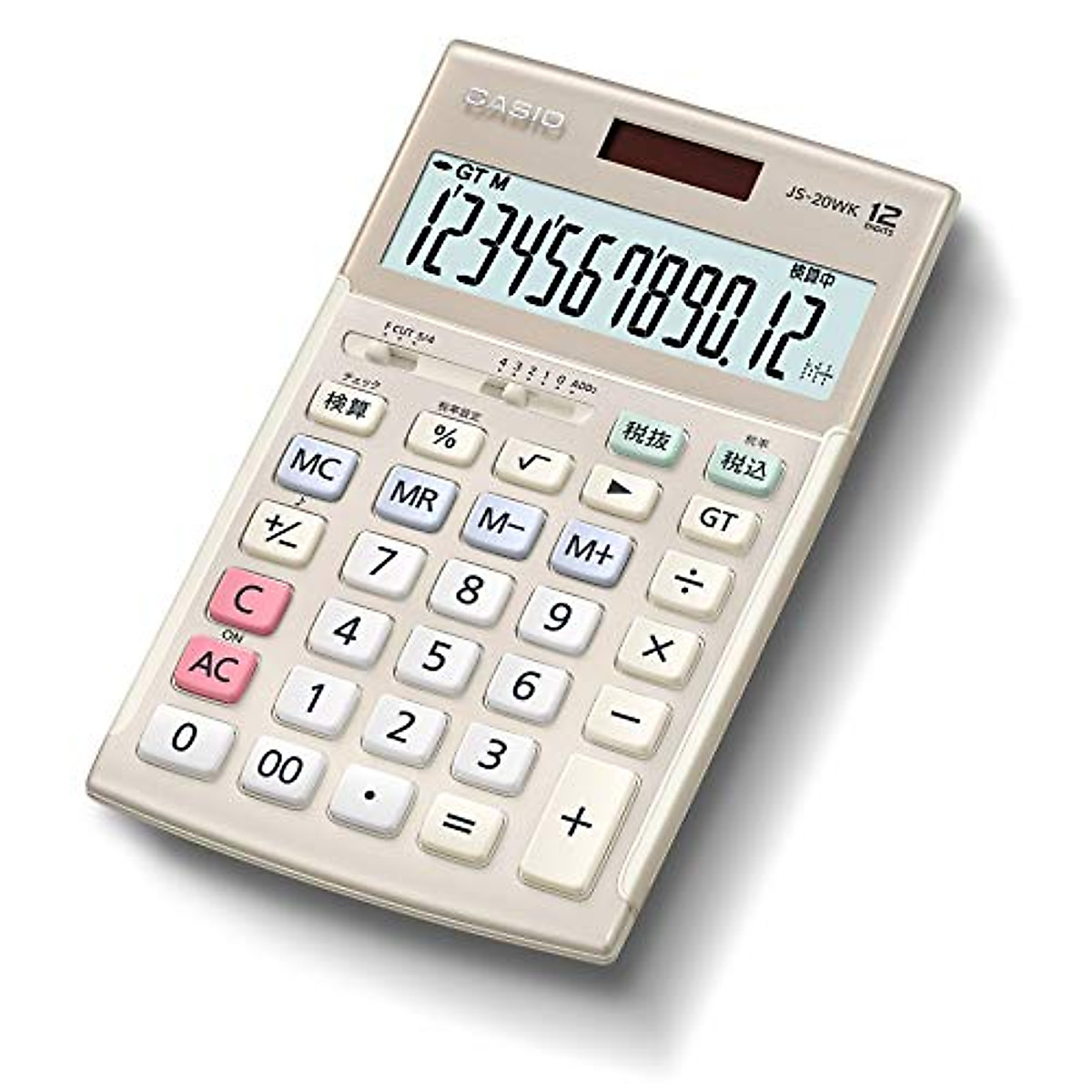 Casio full-scale practice calculator verification, tax calculation just type 12-digit JS-20WK-GD