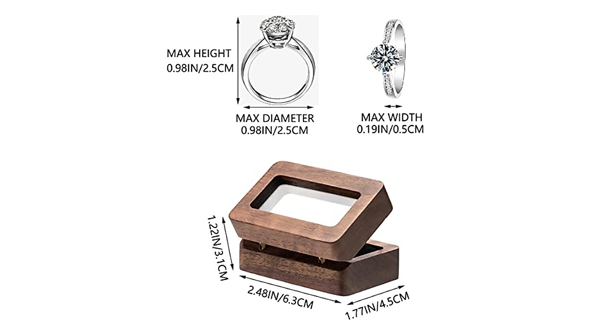 COSISO Wooden Double Ring Box for Proposal & Wedding