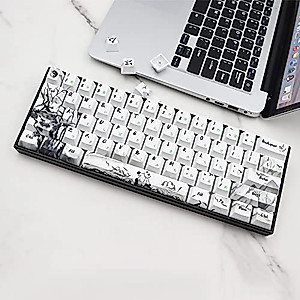 JSJT Custom Keycaps 110 Keys Panda Keycaps PBT Dye Sublimation Japanese Keycaps OEM Profile Keycaps with Keycap Puller for Cherry MX Switch 104/87/71/61 60 Percent Mechanical Keyboard