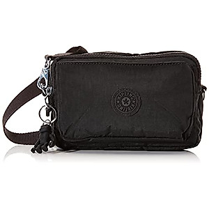 Kipling Women’s Abanu Crossbody Bag, Lightweight, Adjustable Nylon Waist Pack with Multi-Compartment Zip Pockets, Black Noir