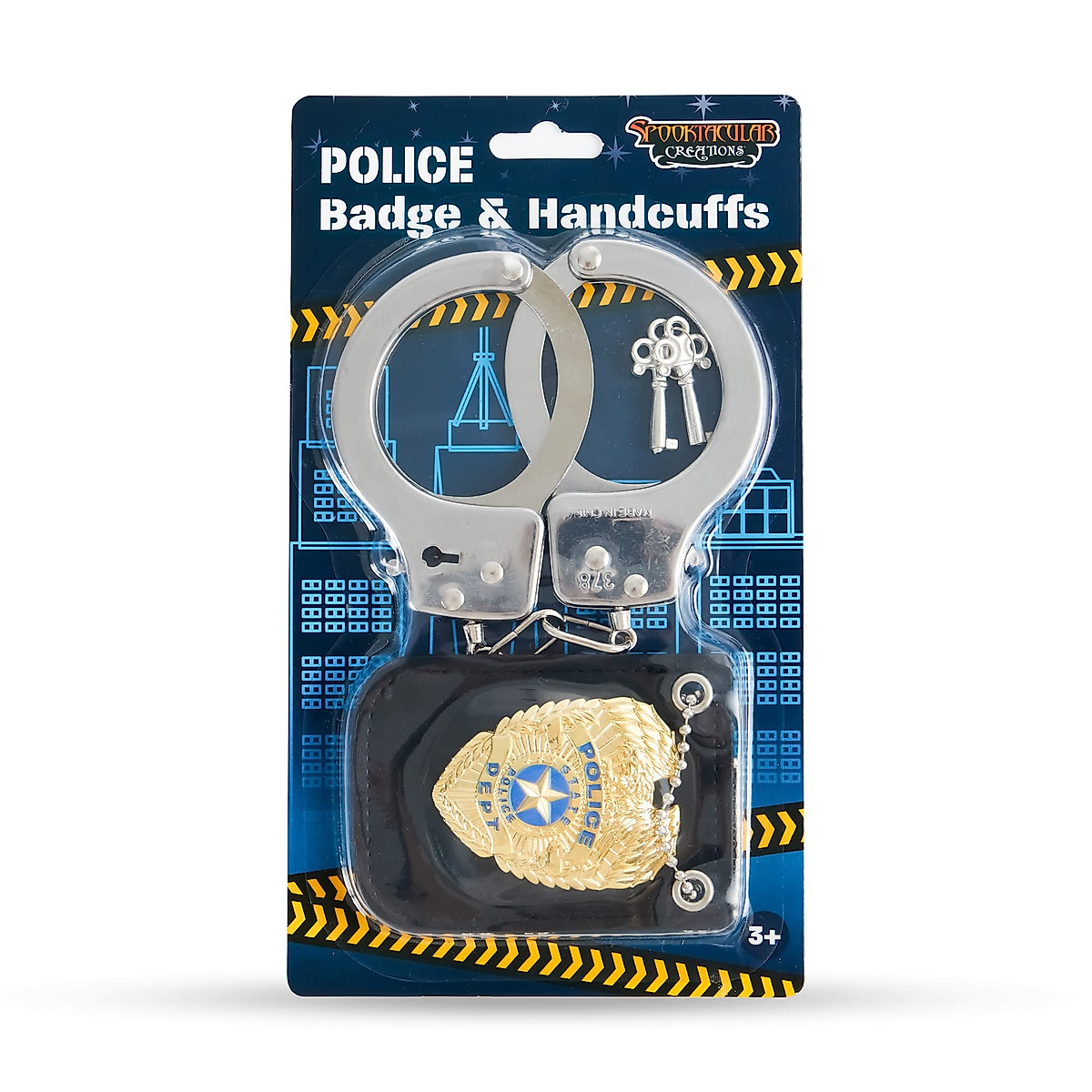 Spooktacular Creations Kids Police Pretend Play Toy Set, Officer Costume Accessories with Police Badge, Play Handcuff, Keys for Detective Dress Up, Role Play, Easter Stuffers, Birthday Party Favor
